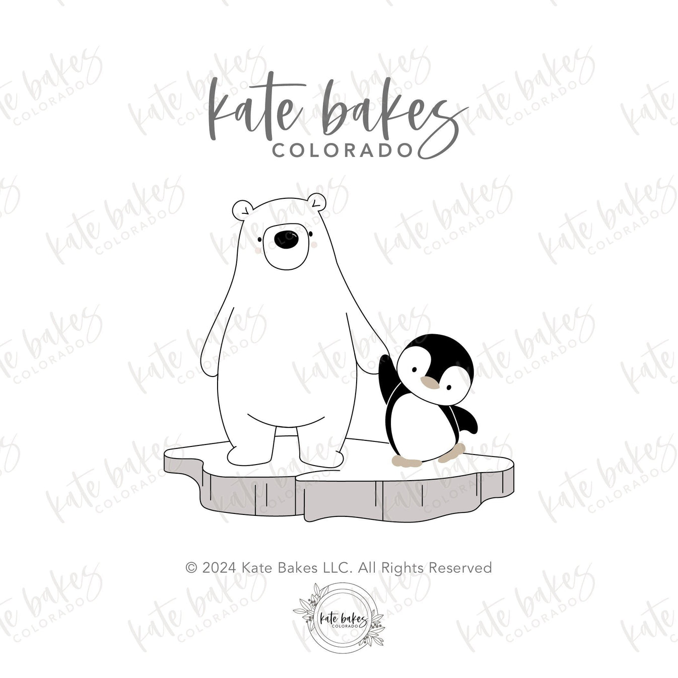 Polar Bear and Penguin on Iceberg Cookie Cutter – Kate Bakes CO